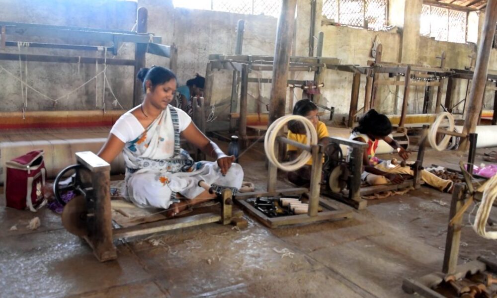 How are the spindle and Charkha different from spinning in factories ...