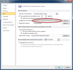 Where are the autosave Word files stored? | TechDiy.info