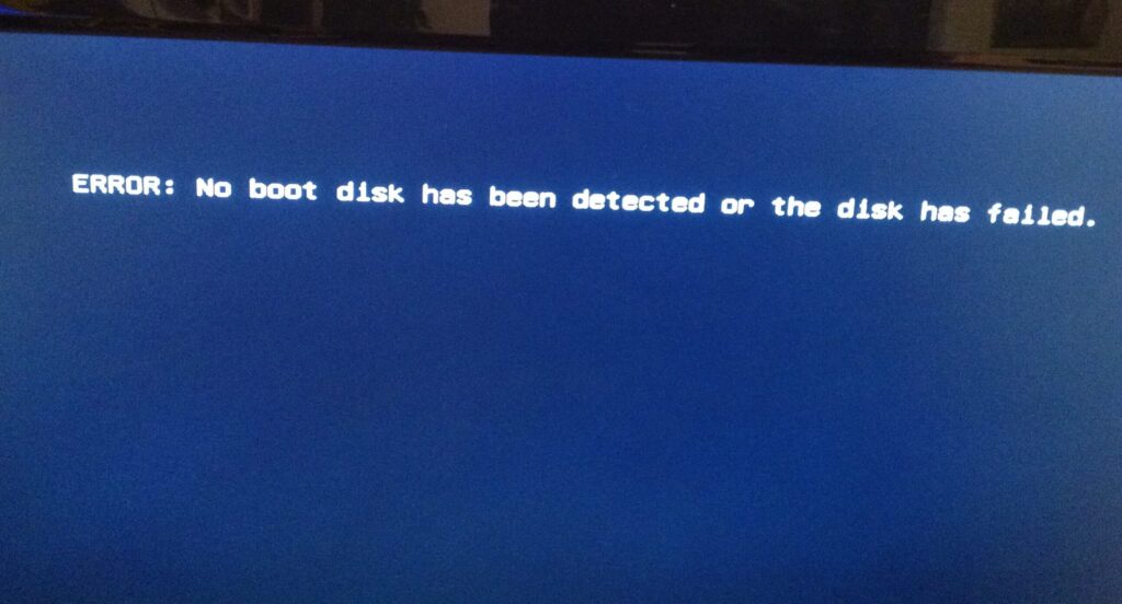 What does it mean when computer says no boot disk has been detected ...